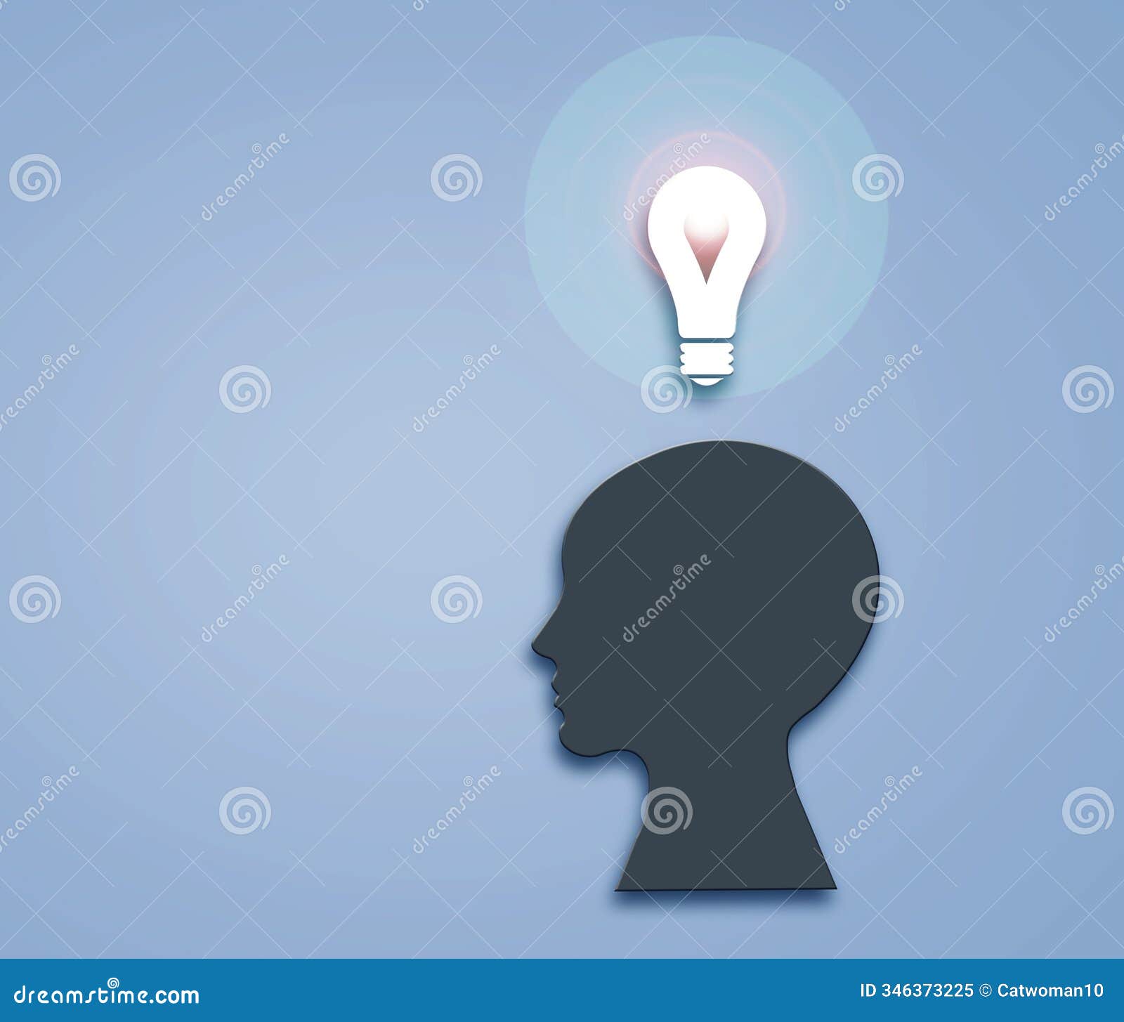 Silhouette of a Head with Lamp, Uncontrolled Thoughts, Freedom of ...