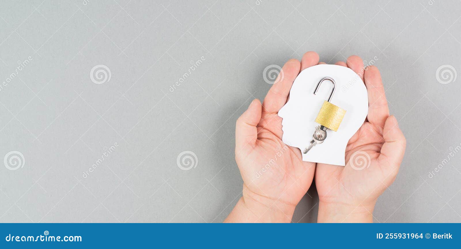 Silhouette of a Head with an Open Lock, Free Mind, Uncontrolled ...