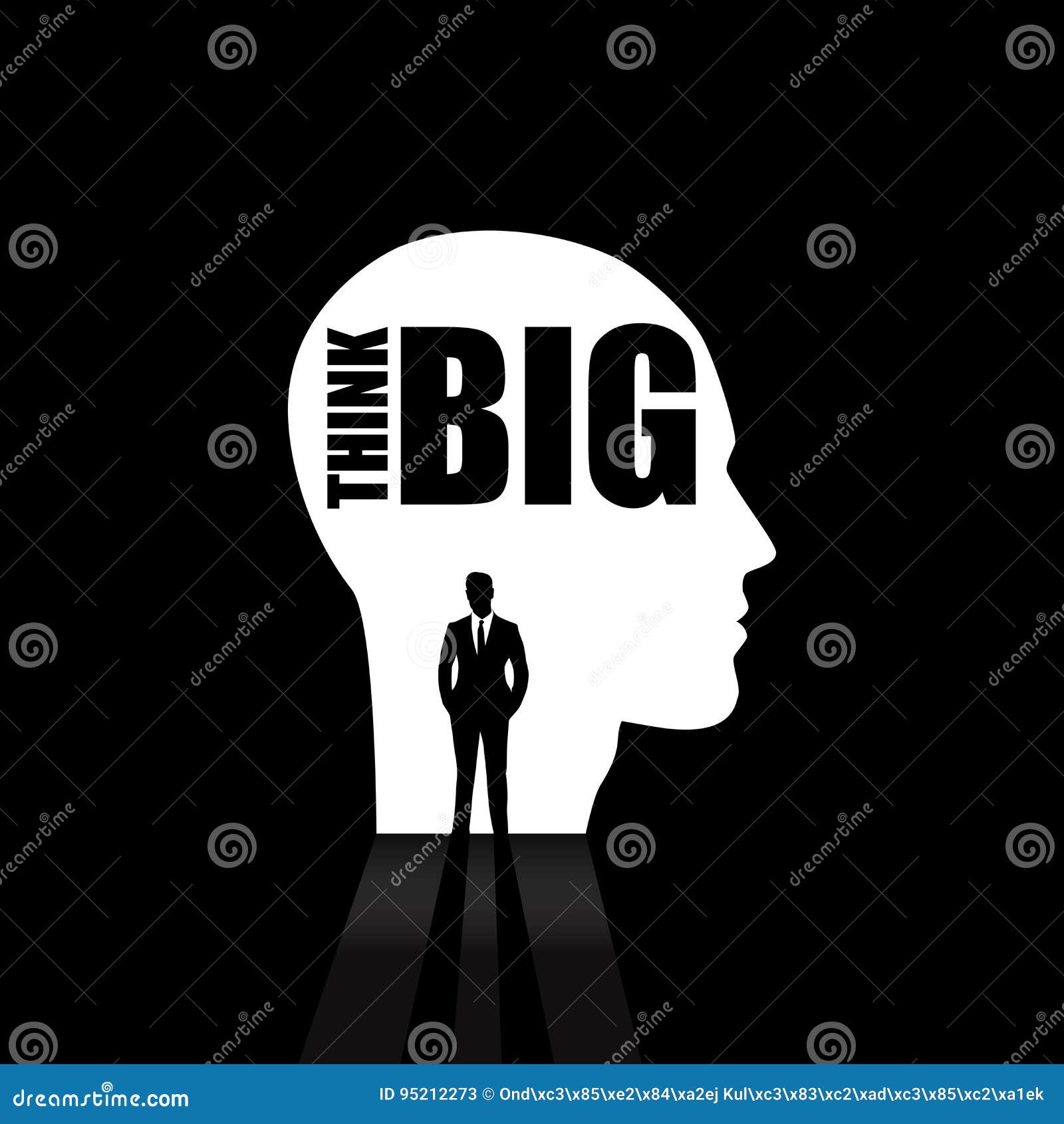 Silhouette of Head with Text Think Big. Vector Icon Stock Vector ...