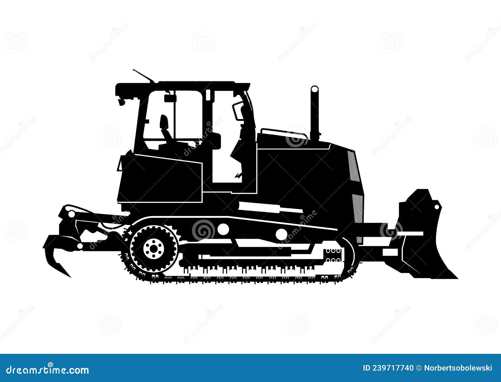 Silhouette of a Heavy Bulldozer on Continuous Tracks. Stock Vector ...