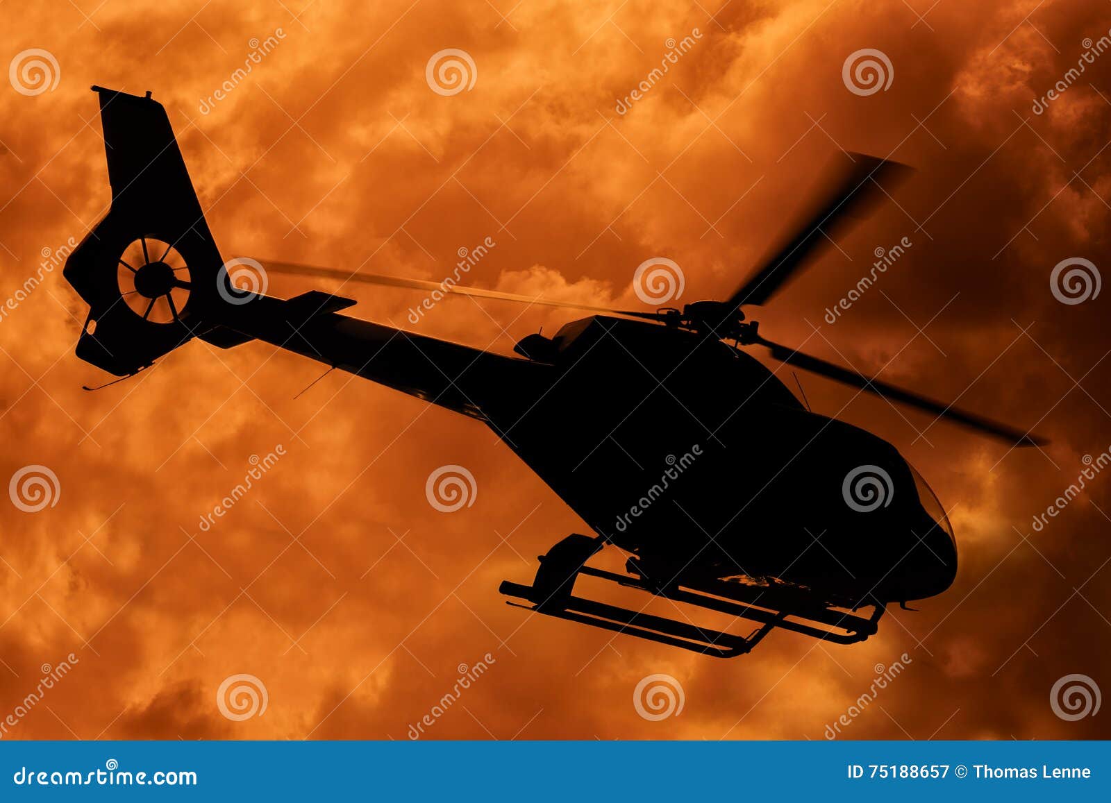 Silhouette of Helicopter Taking Off Stock Image - Image of ...