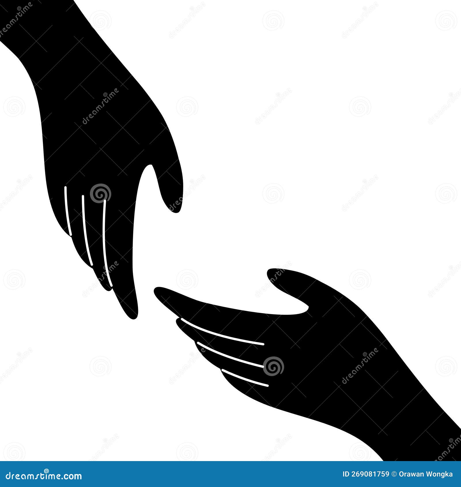 Silhouette of Helping Hands in Flat Vector Illustration. Helping and ...