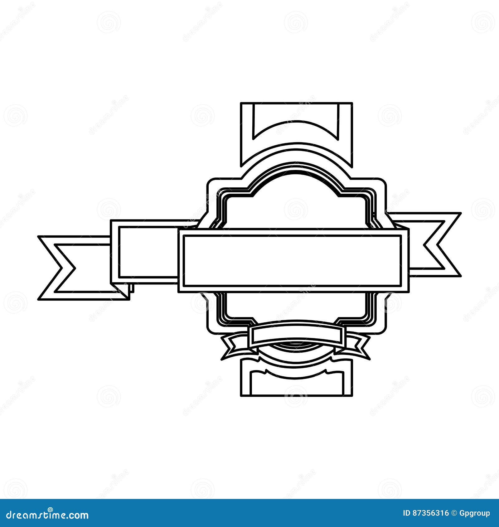 Silhouette Heraldic Border with Ribbon Decorative Stock Illustration ...