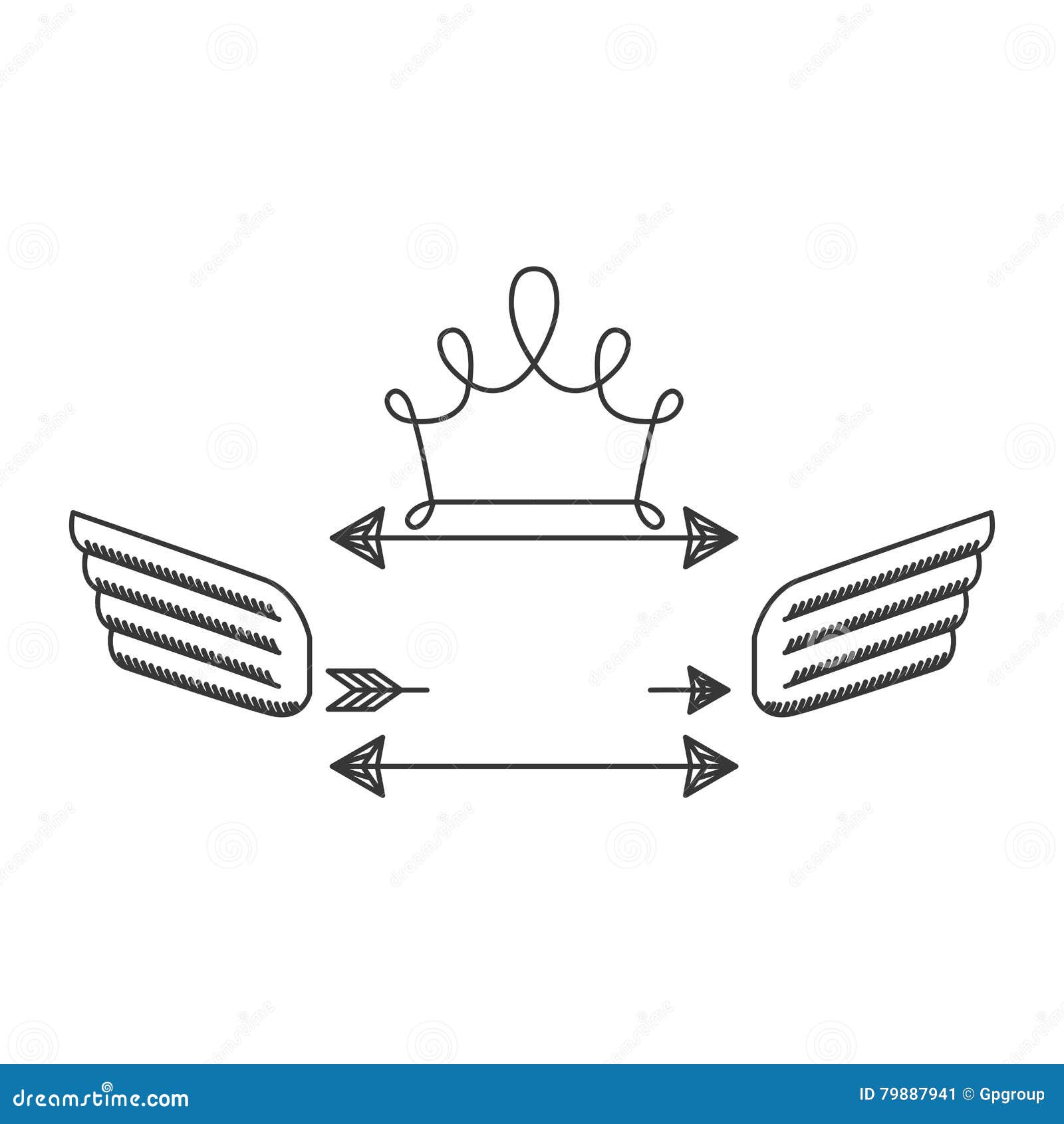Silhouette with Heraldic Crown Simbol and Arrows Stock Vector ...