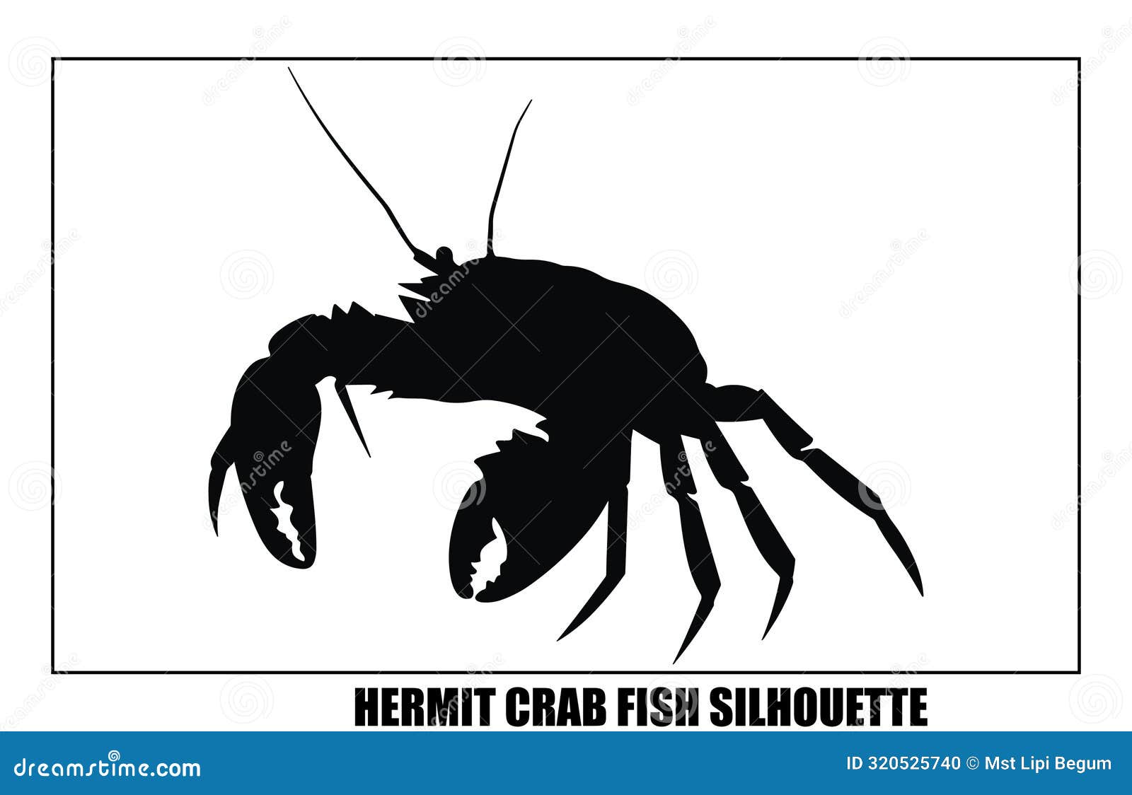 Silhouette Hermit Crab Animal, Hermit Crab Design Vector Silhouette ...