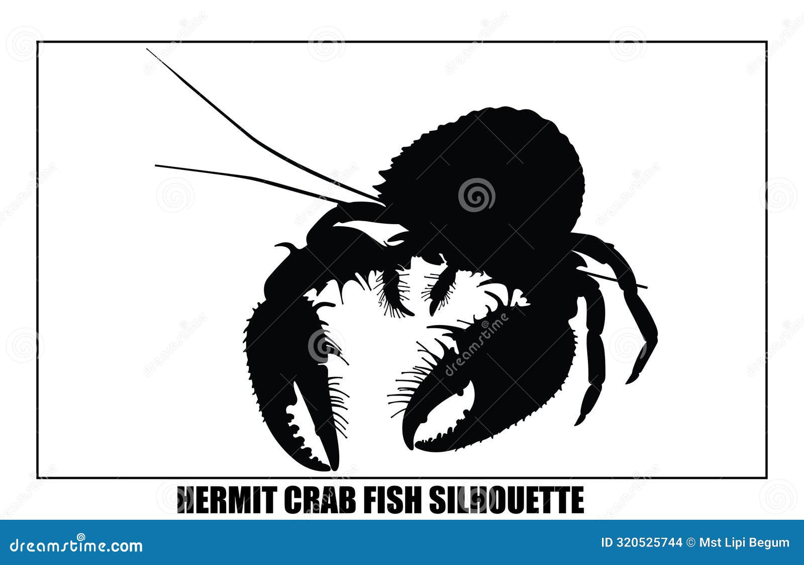 Silhouette Hermit Crab Animal, Hermit Crab Design Vector Silhouette ...