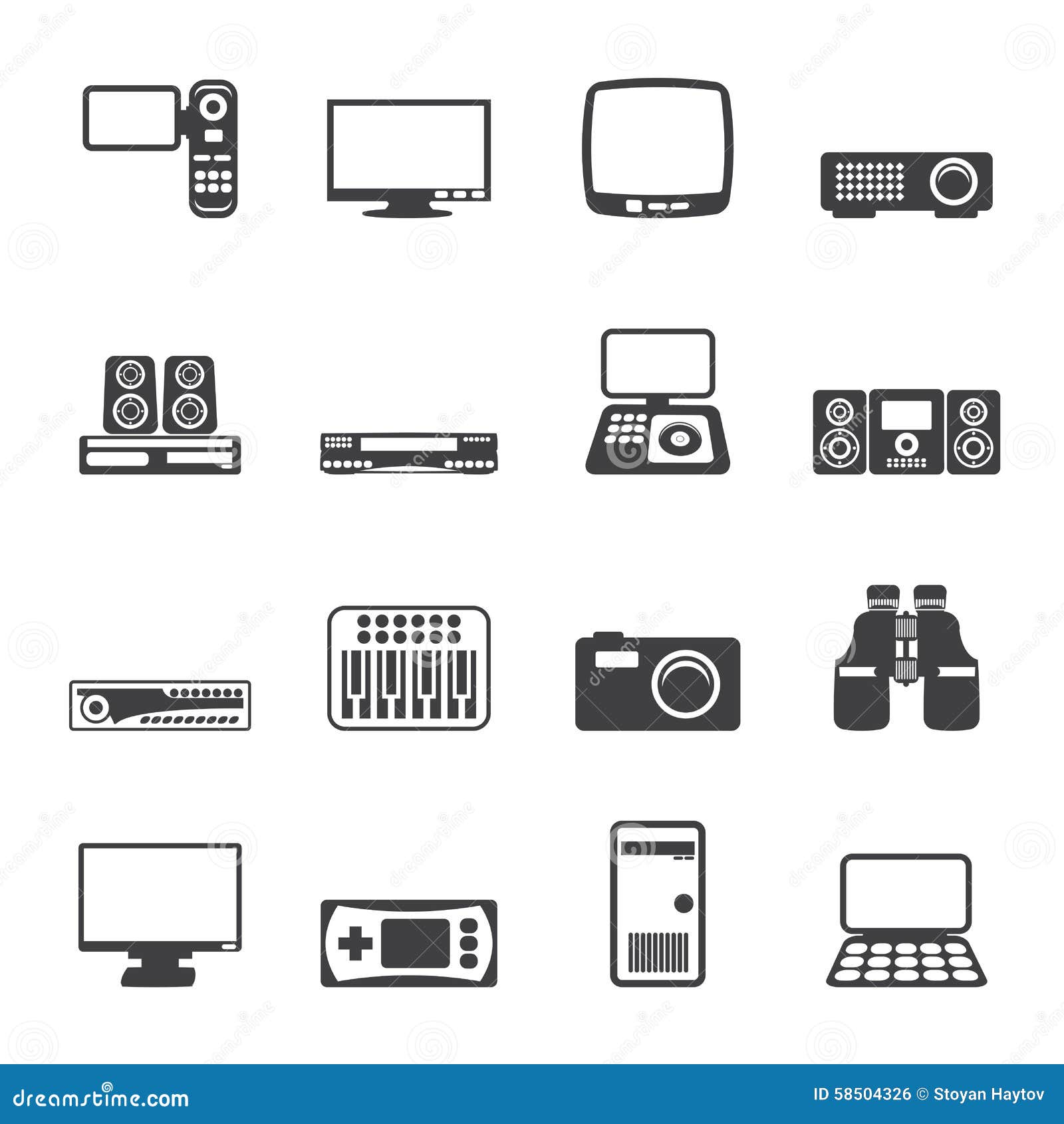 Silhouette Hi-tech Equipment Icons Stock Vector - Illustration of ...