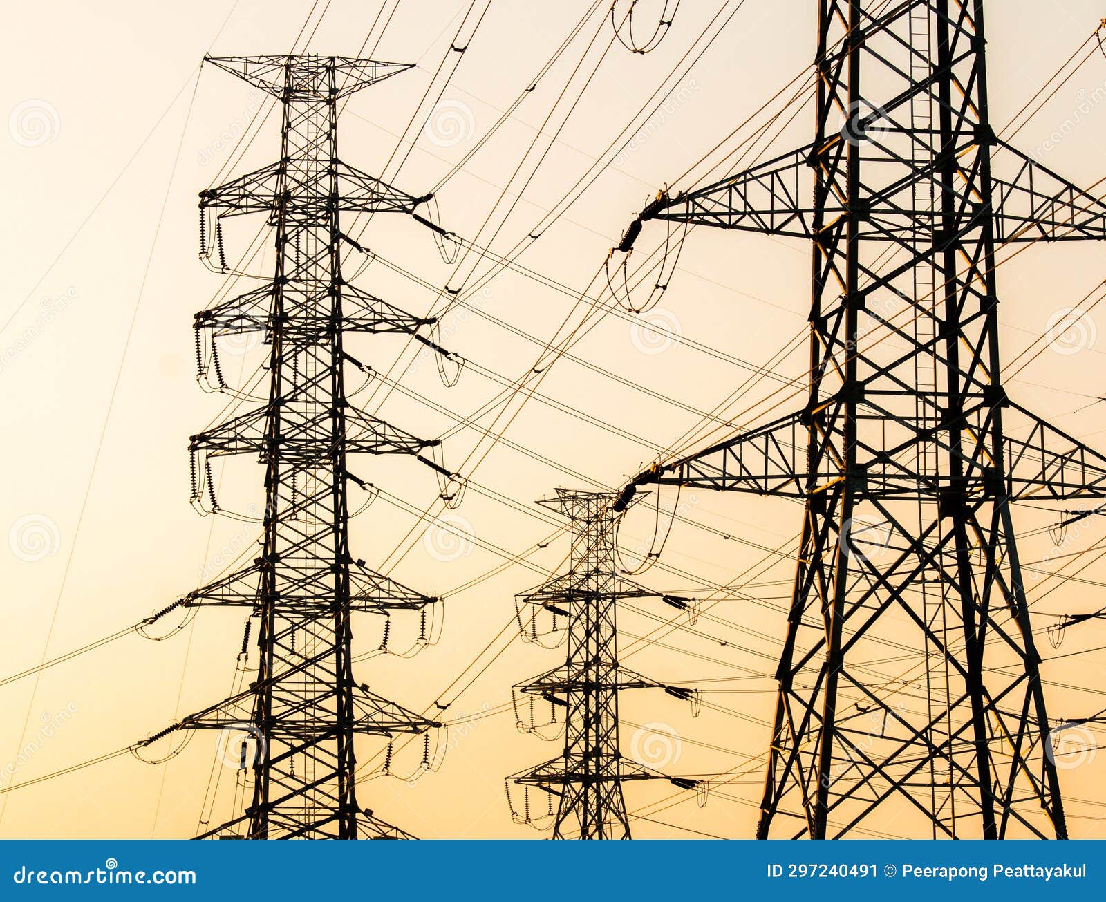 Silhouette of High Voltage Electrical Pole Structure Stock Image ...