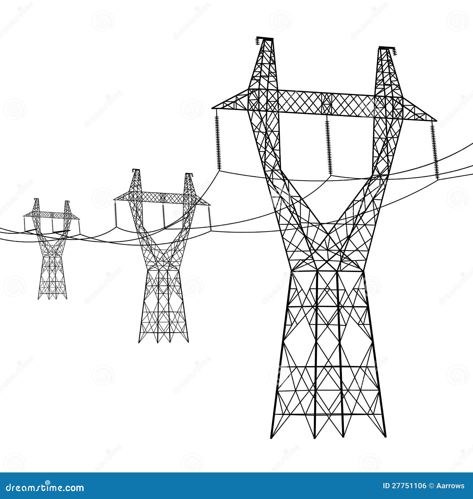 Silhouette Of High Voltage Power Lines Royalty Free Stock Image - Image ...