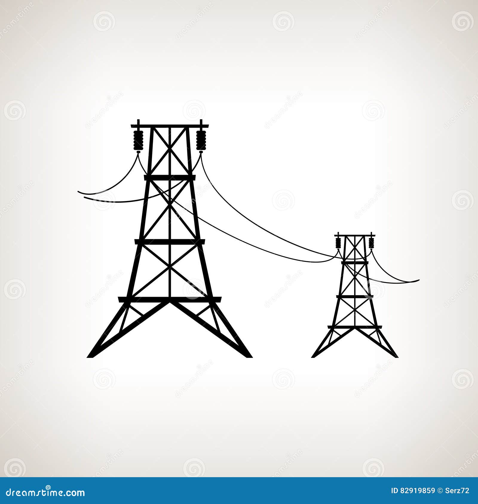 Silhouette Of High Voltage Power Lines Vector Illustration ...