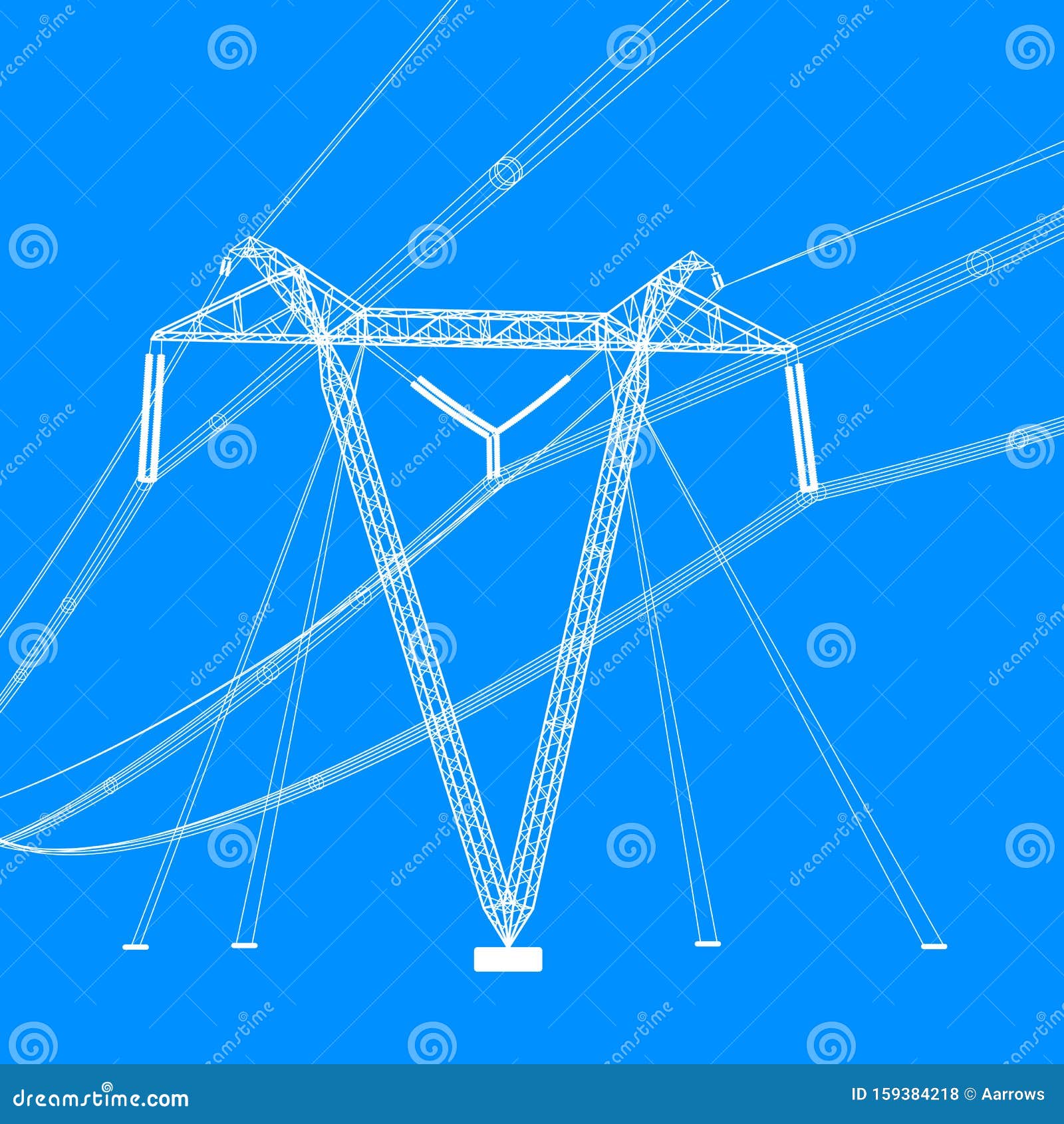 Silhouette of High Voltage Power Lines. Vector Illustration Stock ...