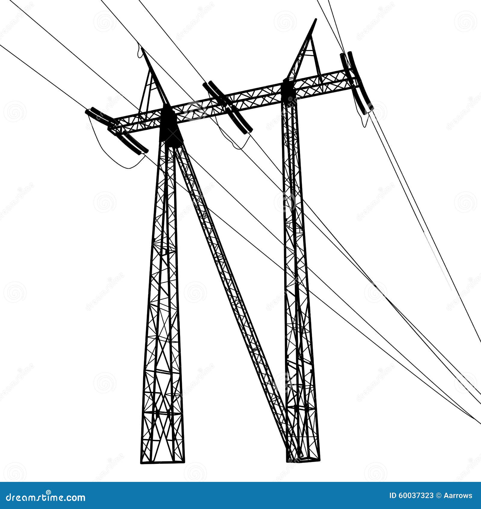 Silhouette of High Voltage Power Lines. Vector Stock Vector ...
