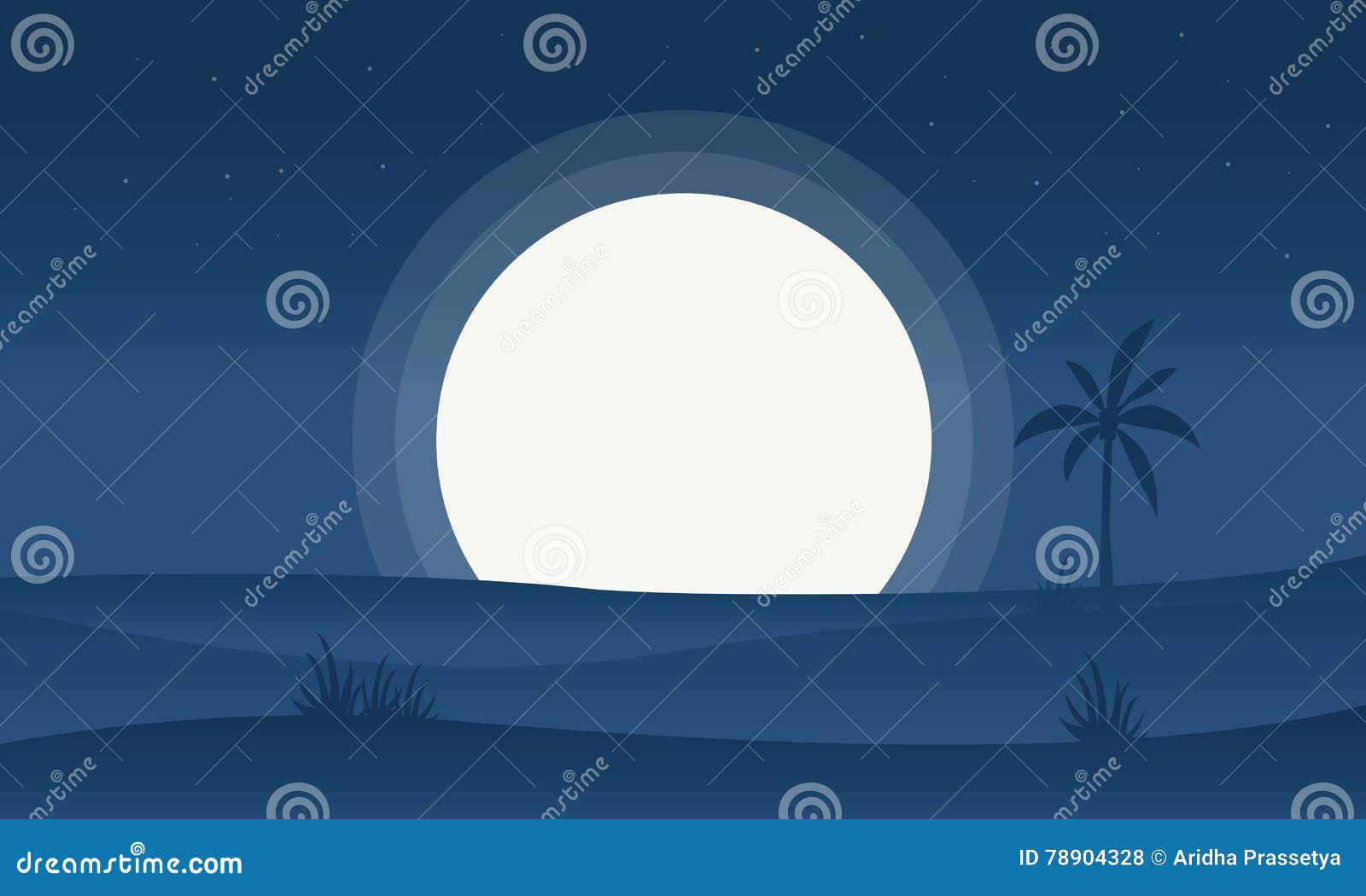 Silhouette of Hill and Full Moon Stock Vector - Illustration of grass ...