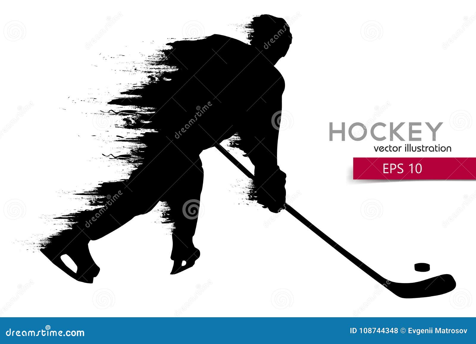 Silhouette Of Hockey Player. Isolated On White. Vector Illustrations ... Silhouette Of Hockey Player. Isolated On White. Vector Illustrations ...
