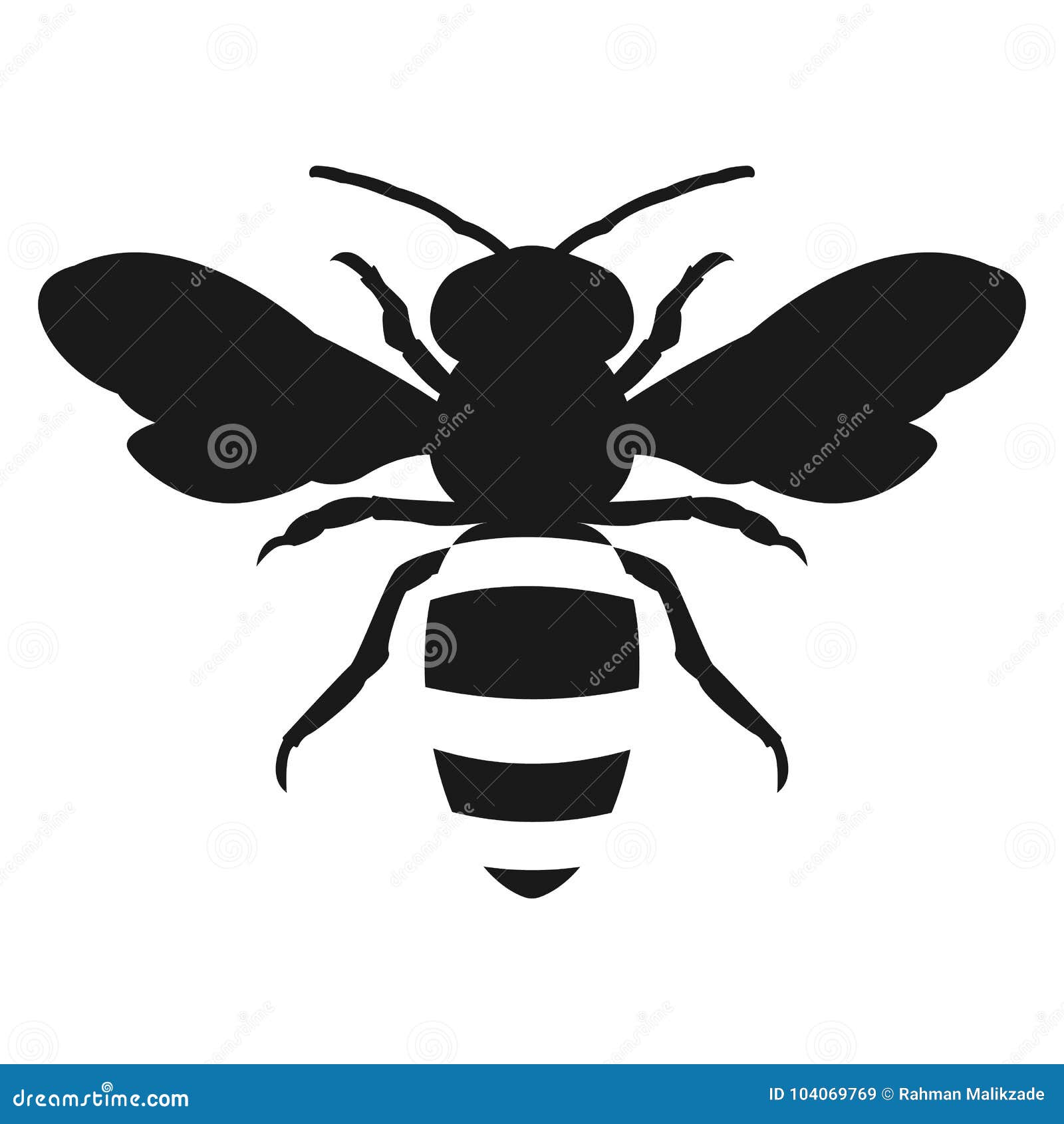 Silhouette Honey Bee Icon Flat Design Stock Vector - Illustration of ...