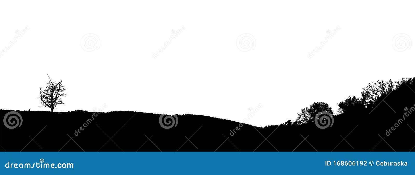 Silhouette Of Horizon - Trees, Bush With Bare Branches Vector ...