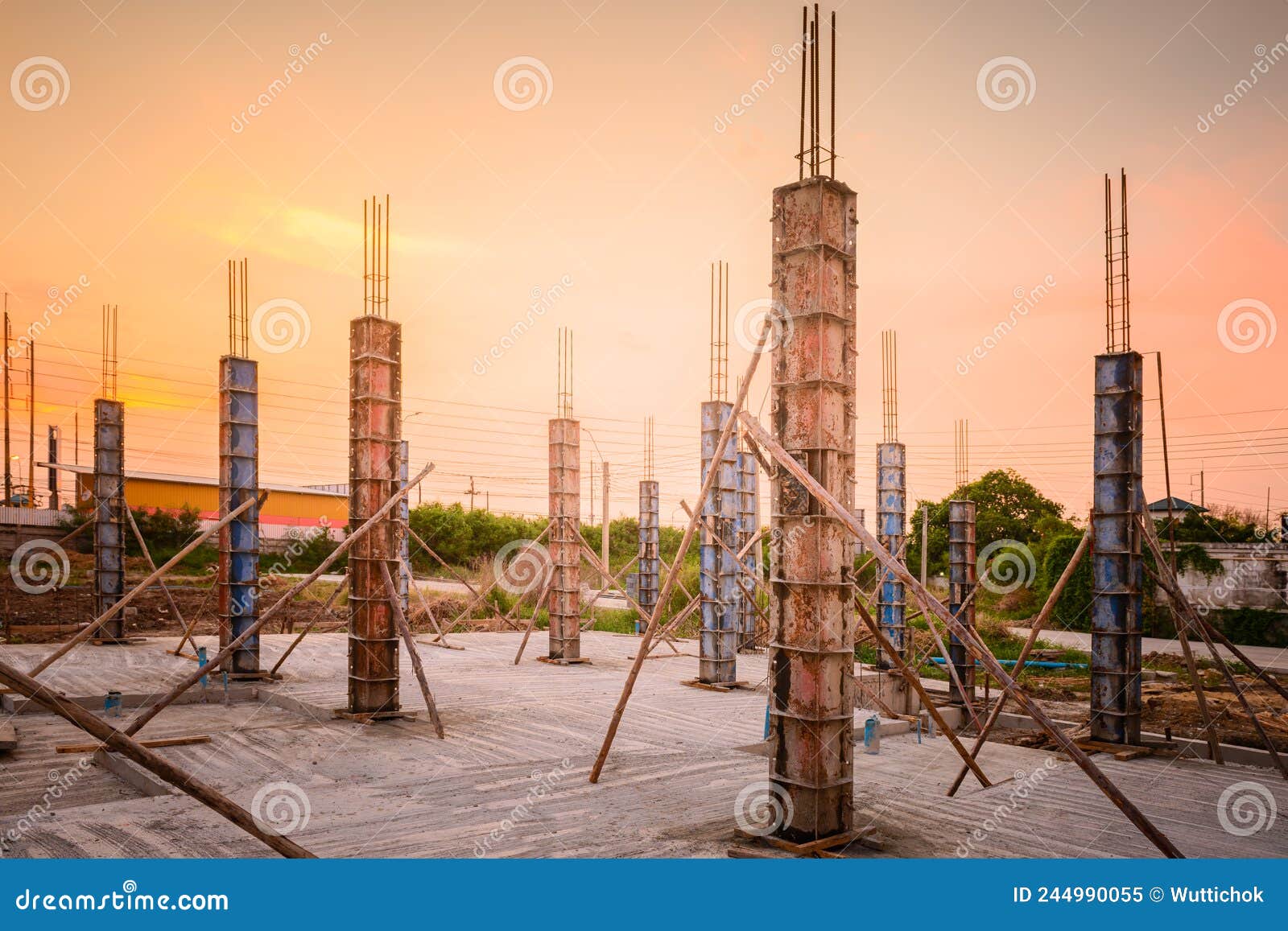 Silhouette Column Tower In Petrochemical Plant Royalty-Free Stock ...