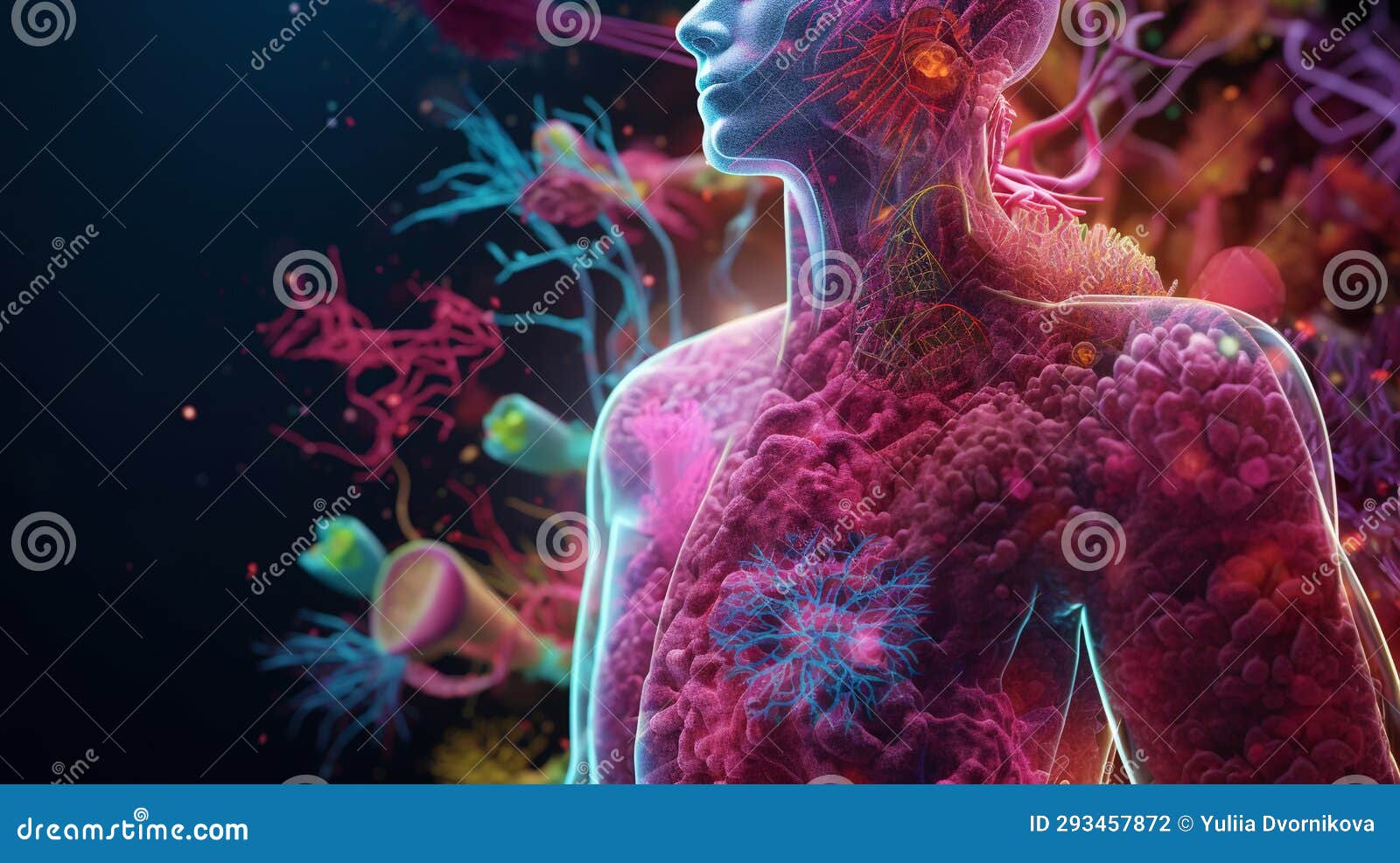 Silhouette of Human Body with Structure of Microbiotic Flora ...