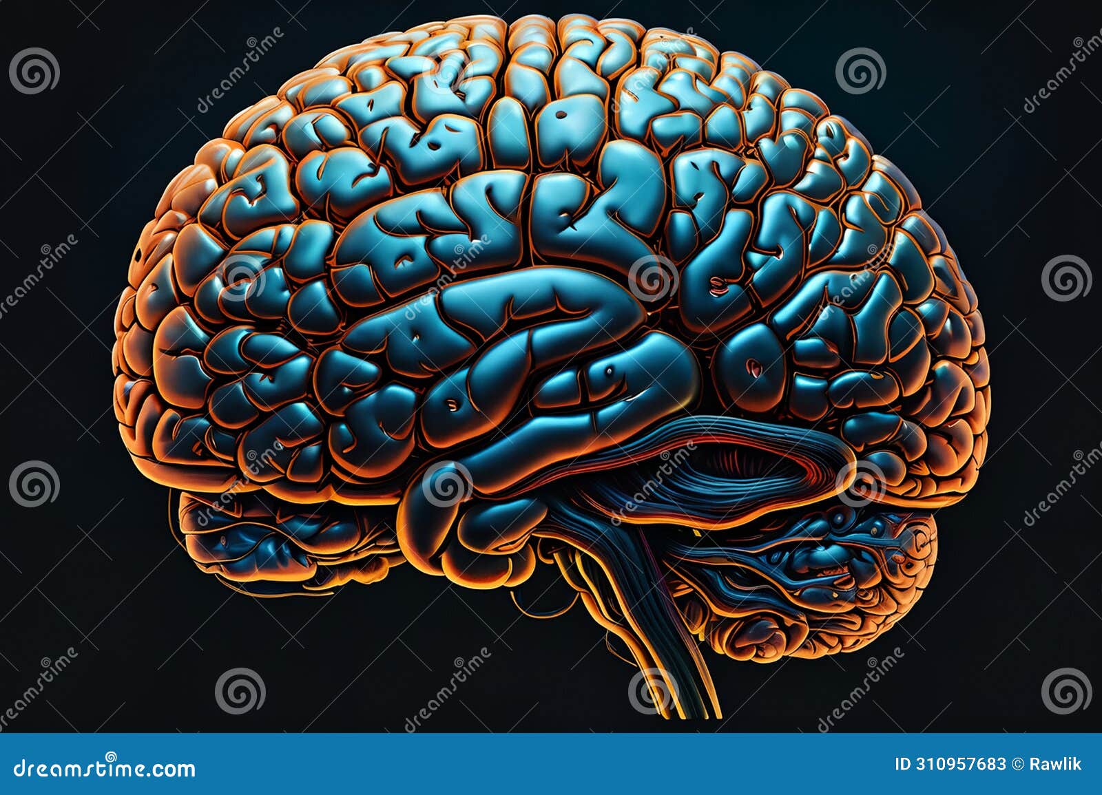 Silhouette of a Human Brain on an Abstract Background. Stock Image ...