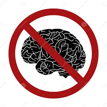 Silhouette Human Brain in the Prohibition Sign. Ban on Thoughts Stock ...