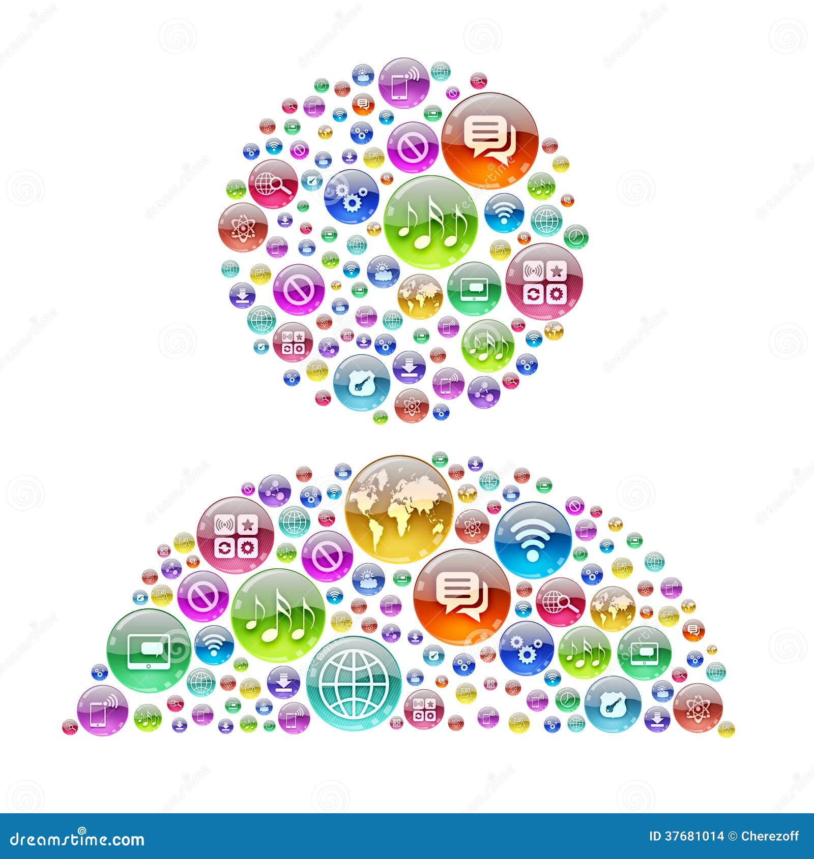 Silhouette Human Consisting of Apps Icons Stock Illustration ...