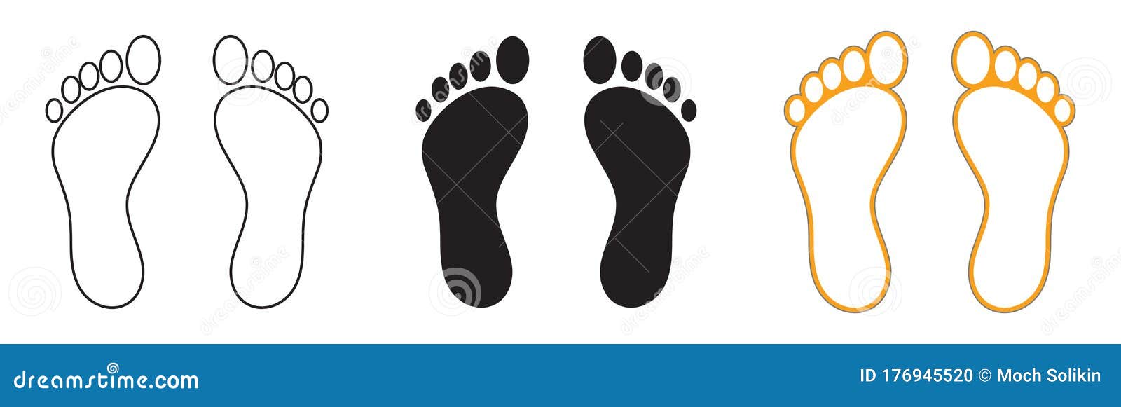 Set Of Different Footsteps And Sole Footprints Isolated On White ...