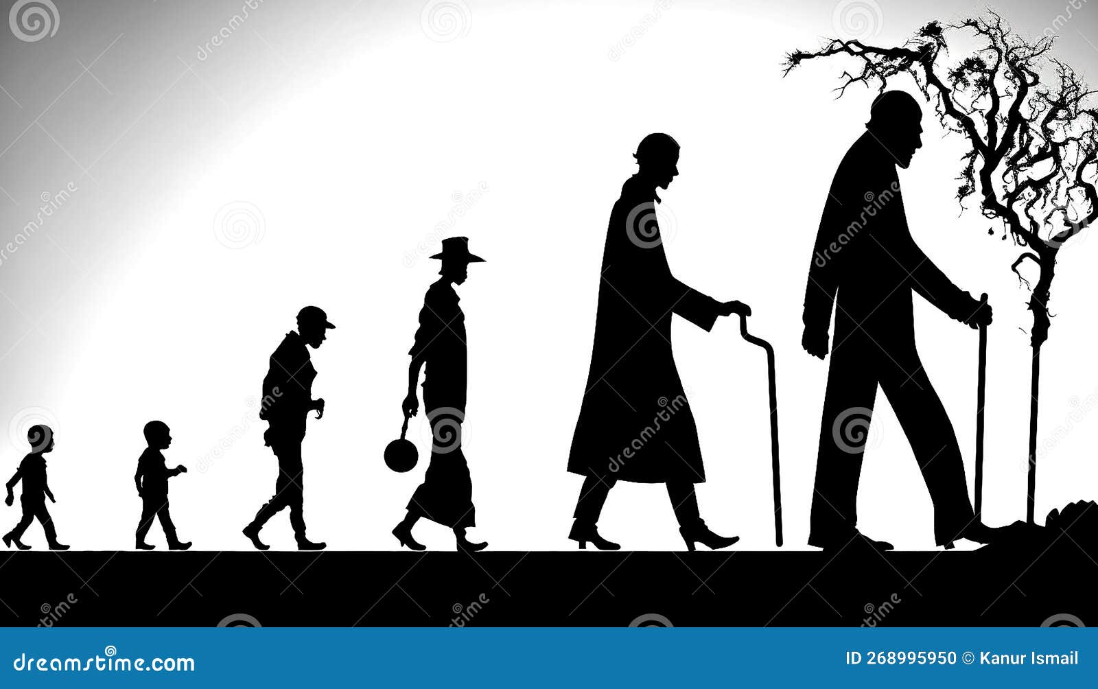 Silhouette of the Human Growth Cycle from Small To Old Stock ...