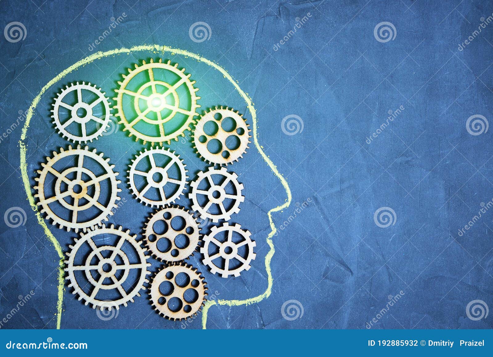 Silhouette of Human Head, Chalk on the Wall, Gears in Head ...