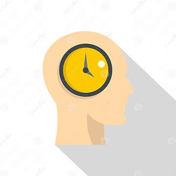 Silhouette of a Human Head with Clock Icon Stock Vector - Illustration ...