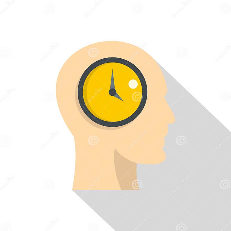 Silhouette of a Human Head with Clock Icon Stock Vector - Illustration ...