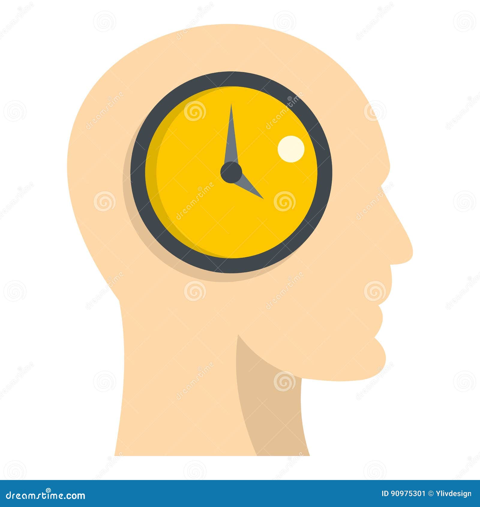 Silhouette of a Human Head with Clock Icon Stock Vector - Illustration ...