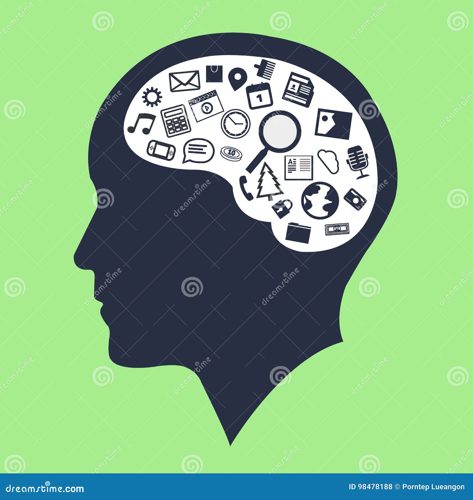 Silhouette Human Head Creative Thinking Icons Vector Illustration ...
