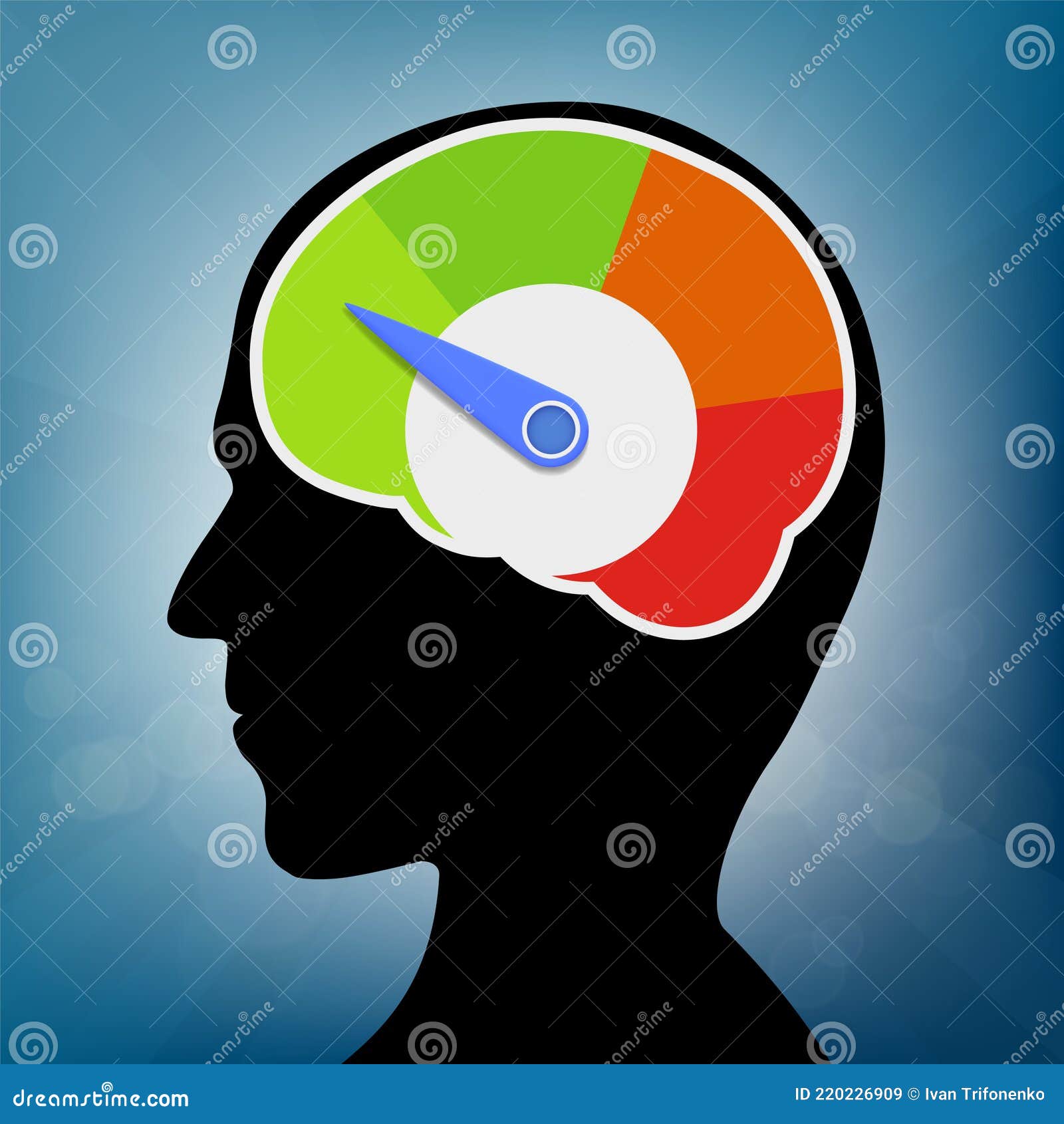 Silhouette Human Head with Level Scale and Arrow Stock Vector ...