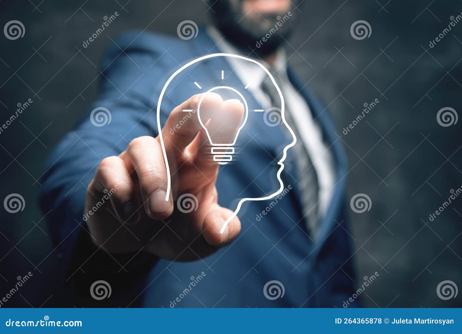 Silhouette of a Human Head and a Light Bulb. Concept Idea Stock Photo ...