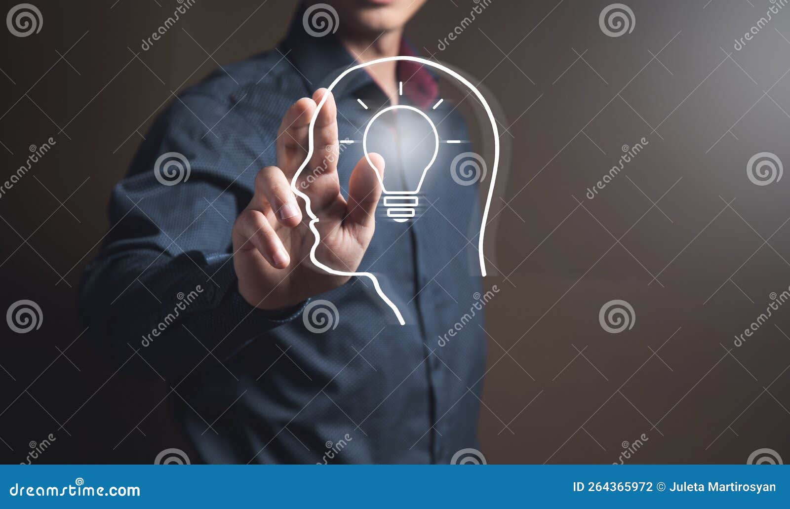 Silhouette of a Human Head and a Light Bulb. Concept Idea Stock Photo ...