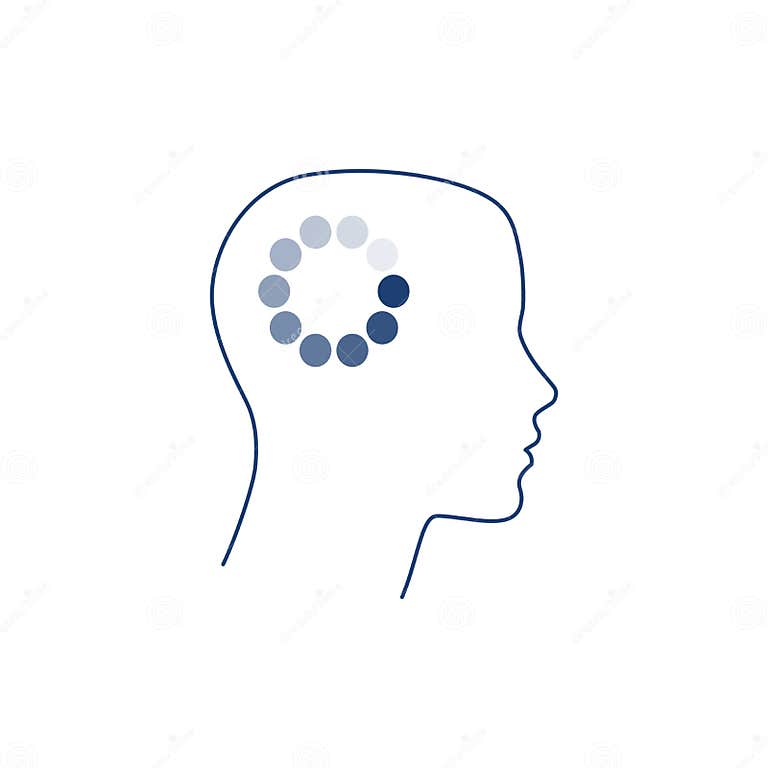 Silhouette of a Human Head and Loading a Thought Process. Loading Head ...