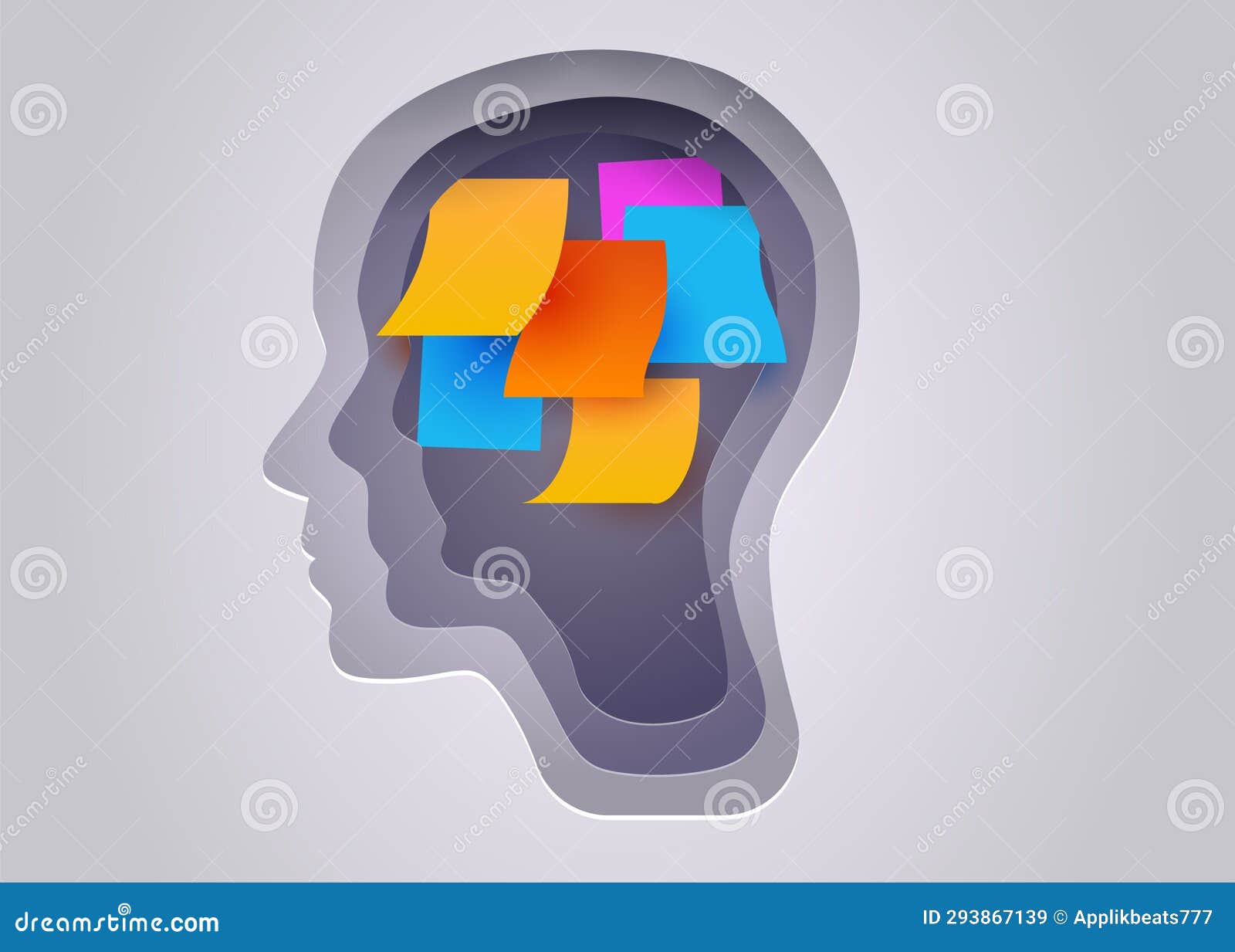 Silhouette of a Human Head with Note Stickers. Concept of Memory ...