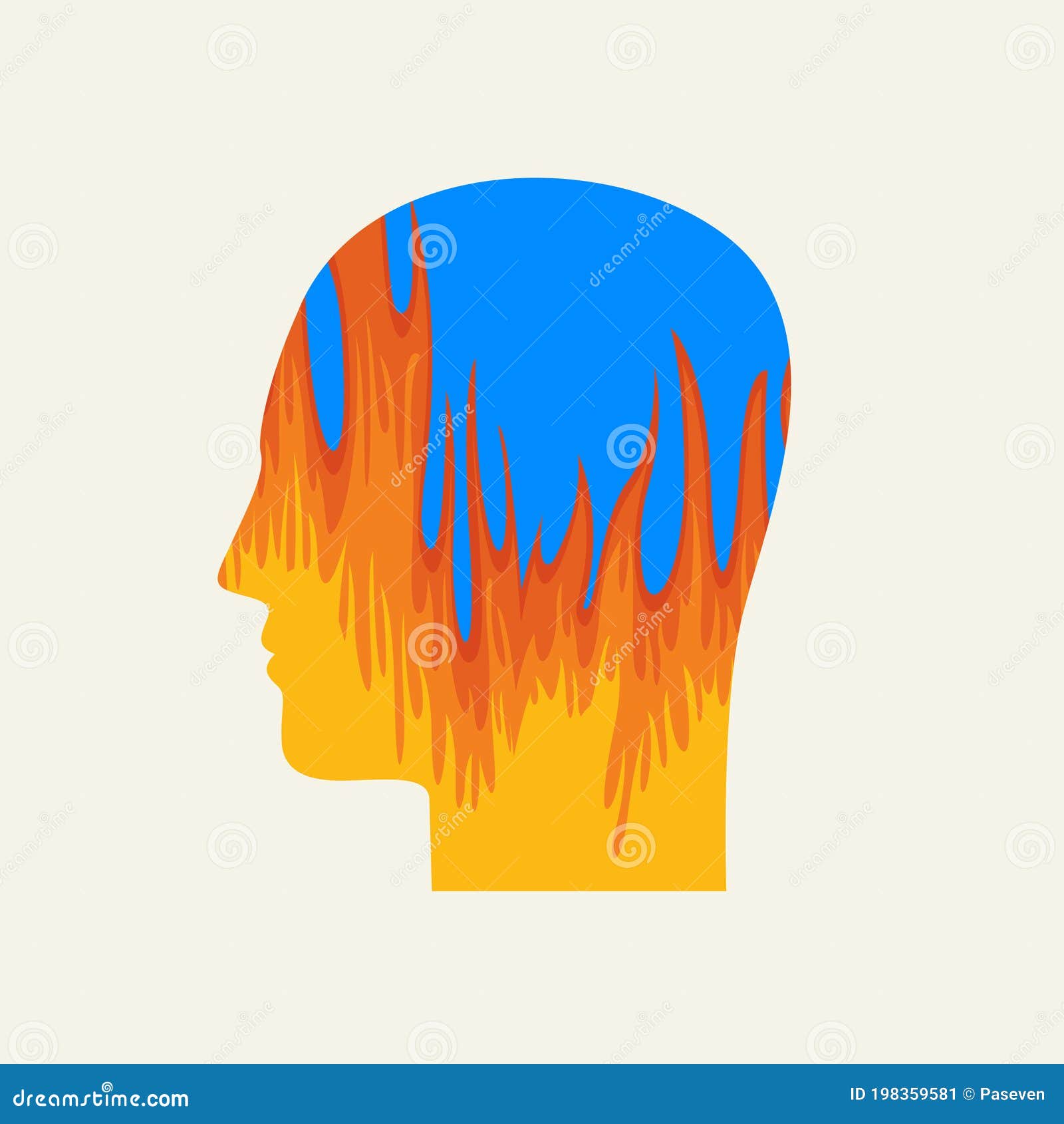 Human Head in Profile with a Fire. Stress Icon Stock Vector ...