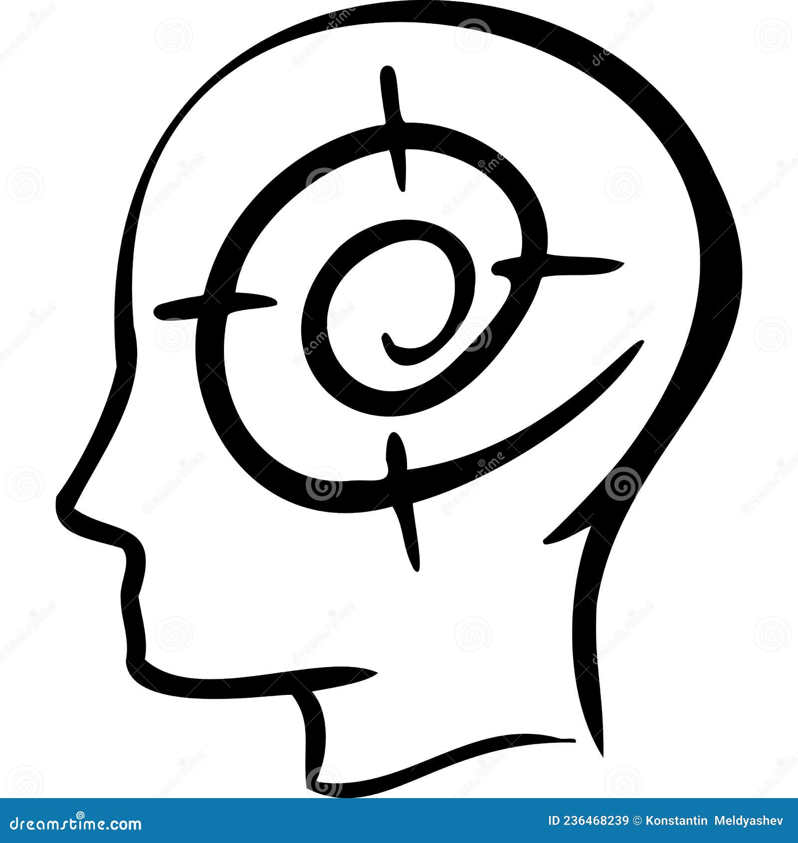 Silhouette of a Human Head with a Target Inside it Sketch Vector ...