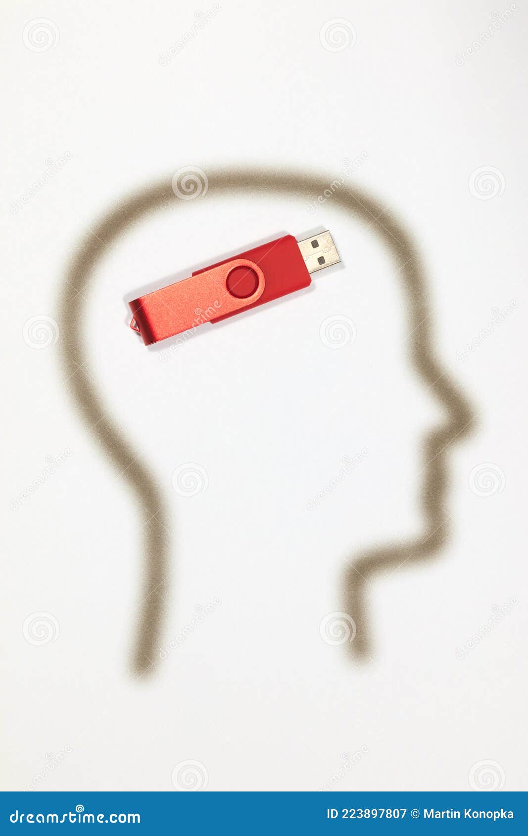 USB stick in the head stock illustration. Illustration of digital ...