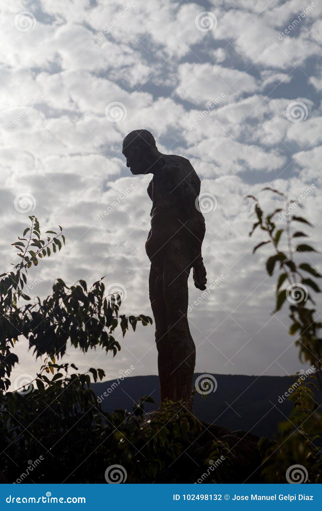 Silhouette of a Human Statue of Stone Editorial Photography - Image of ...