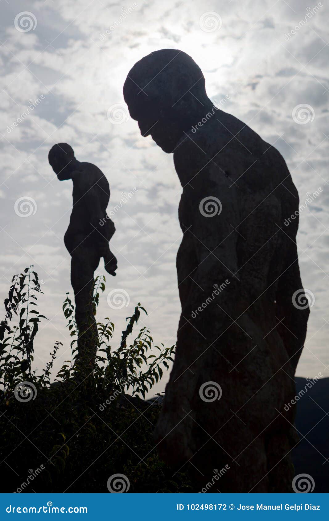 Silhouette of Human Statues of Stone Editorial Photography - Image of ...