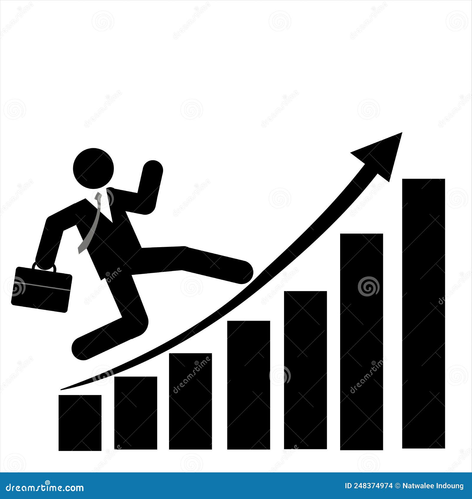 Silhouette Icon of the Businessman Running on Graph. Successful Concept ...