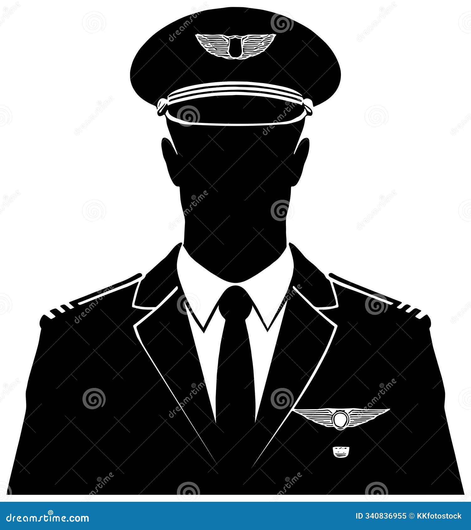 Male Pilot Black Icon On White Background. Pilot Silhouette Cartoon ...