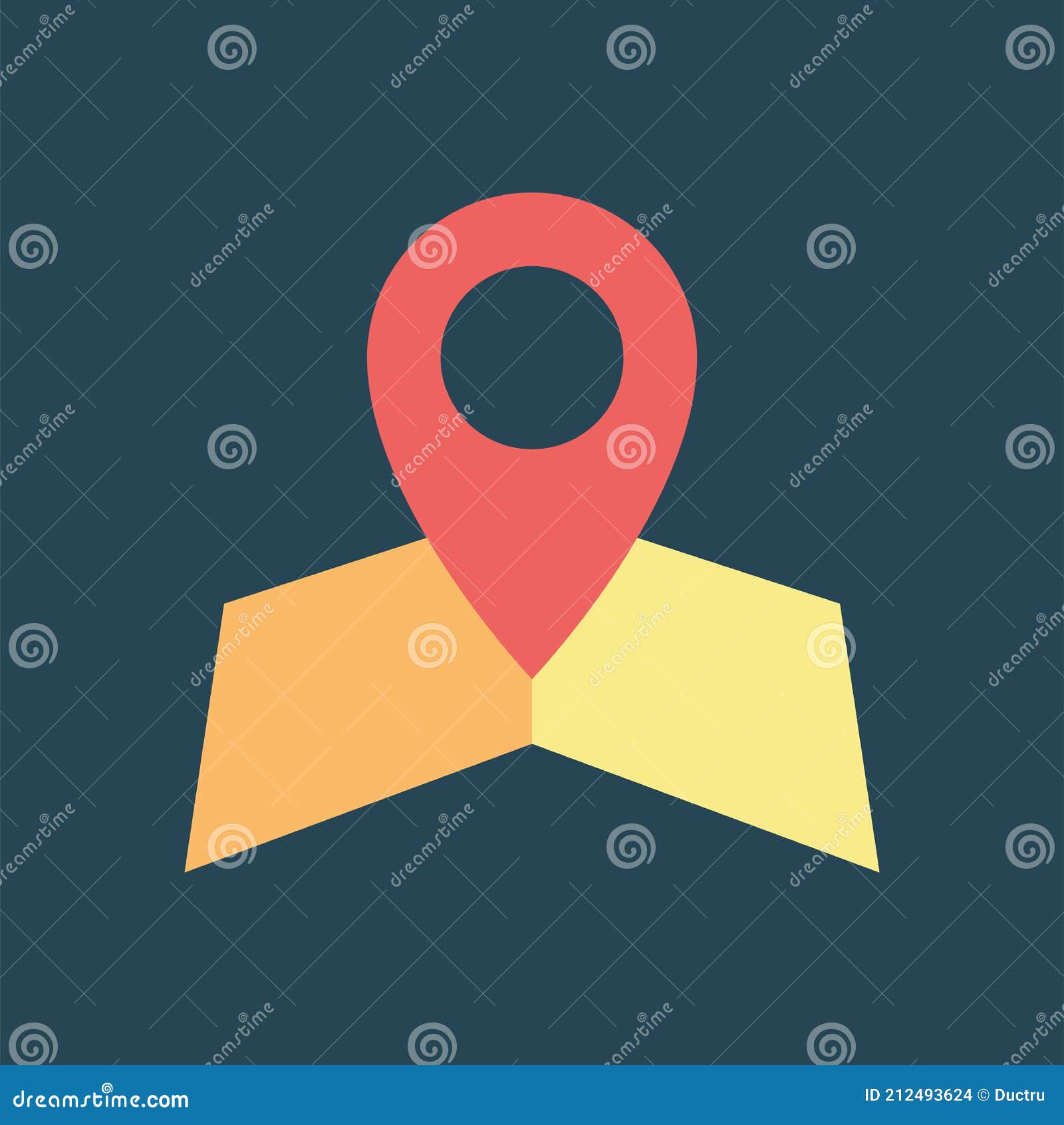 Silhouette Icon Map with Marker Stock Vector - Illustration of mobile ...