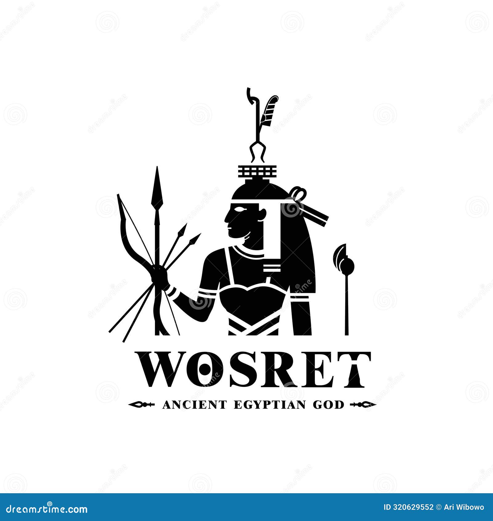 Silhouette of the Iconic Ancient Egyptian God Worset Stock Vector ...