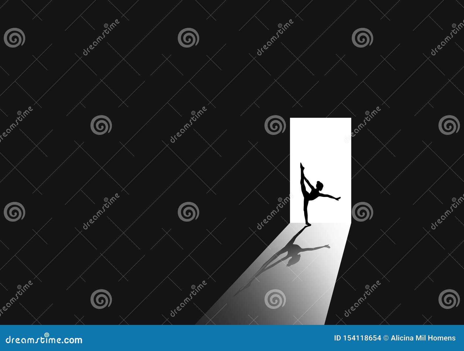 Silhouette Illustration of a Dancer and Her Shadow Stock Illustration ...