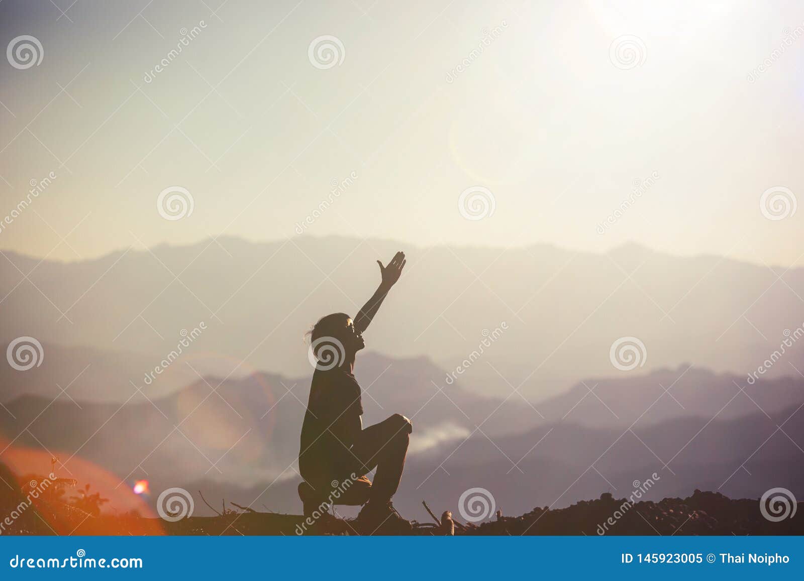 The Silhouette of the Man Praying Outside Stock Image - Image of adult ...