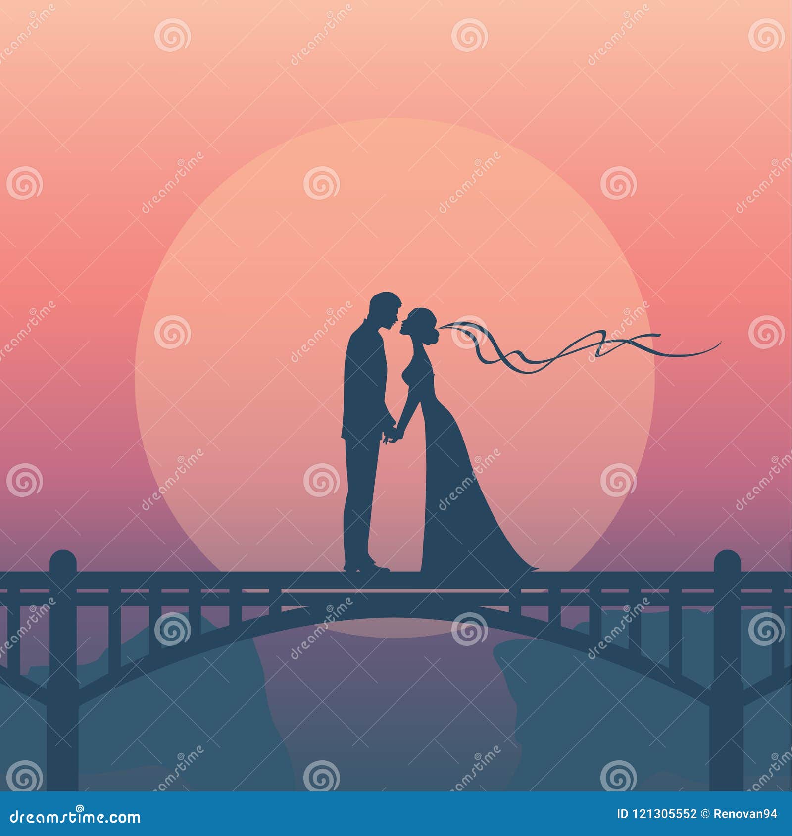 Silhouette Illustration of Romantic Couple Have Proposal of Marriage ... Silhouette Illustration of Romantic Couple Have Proposal of Marriage ...