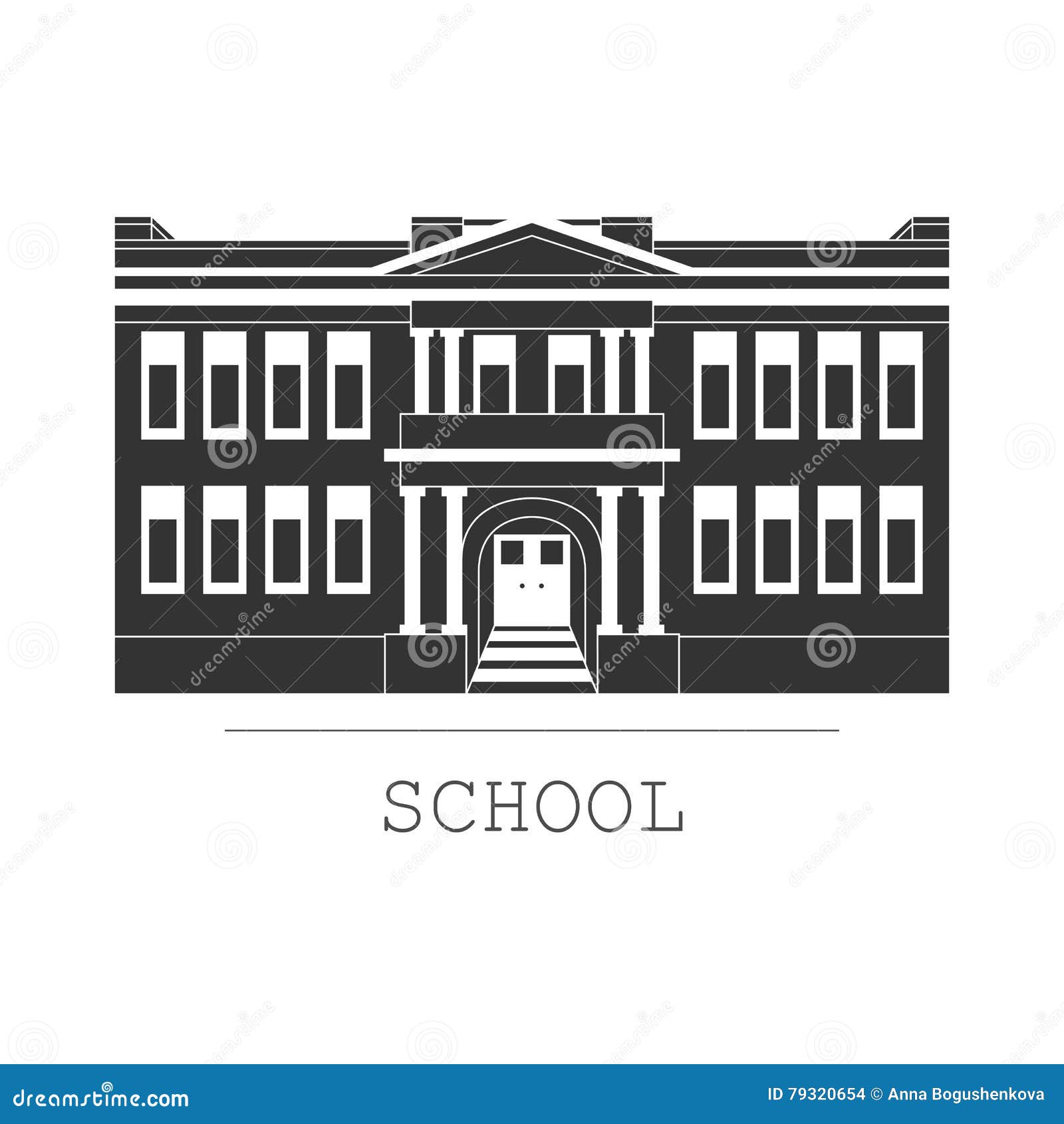 Silhouette Illustration School Building in a Flat Style Stock Vector ...